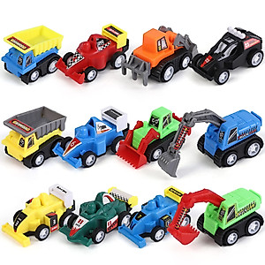 12 Pcs Easter Eggs Prefilled with Pull Back Cars for 3-6 Year Old Boys, Pull Back Construction Vehicle and Race Car for Easter Party Favors, Easter Basket Stuffers, Easter Egg Fillers,Easter Eggs Hunt