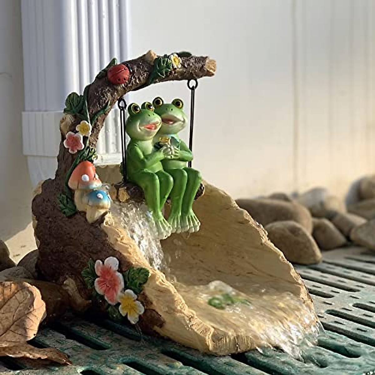 Outdoor Statue for Gutter Downspout Extension Decoration, Frog Couple Garden Statue & Sculpture Gutter Downspout Extender Guardian Accessory, Patio, Yard, Lawn Ornament Splash Block Decorative.