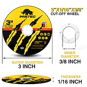 Die Grinder Cut-Off Wheel, 55 Pcs 3Inch Cut Off Wheels with 1/4 in Mounting Mandrel Kit for Die Grinder, 3/8" Arbor Hole Cutting Wheel for Metal & Stainless Steel Rotary Tool Drill Attachment