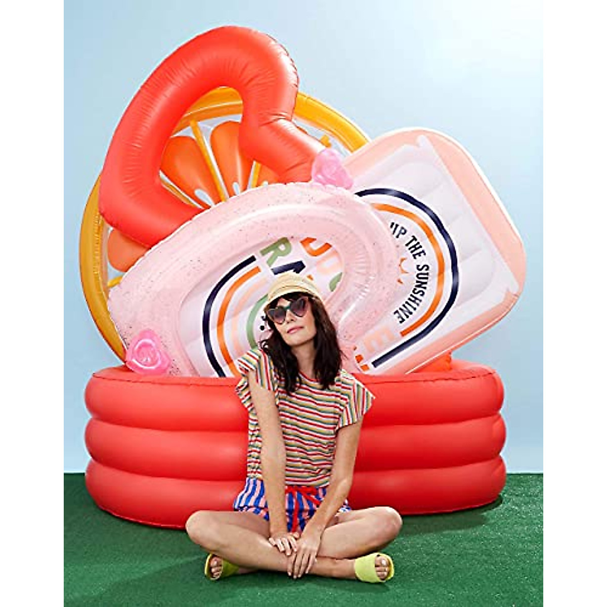Ban.do Red Heart-Shaped Inflatable Swimming Pool, Large Blow Up Pool Fits 2-3 Adults, Red Heart