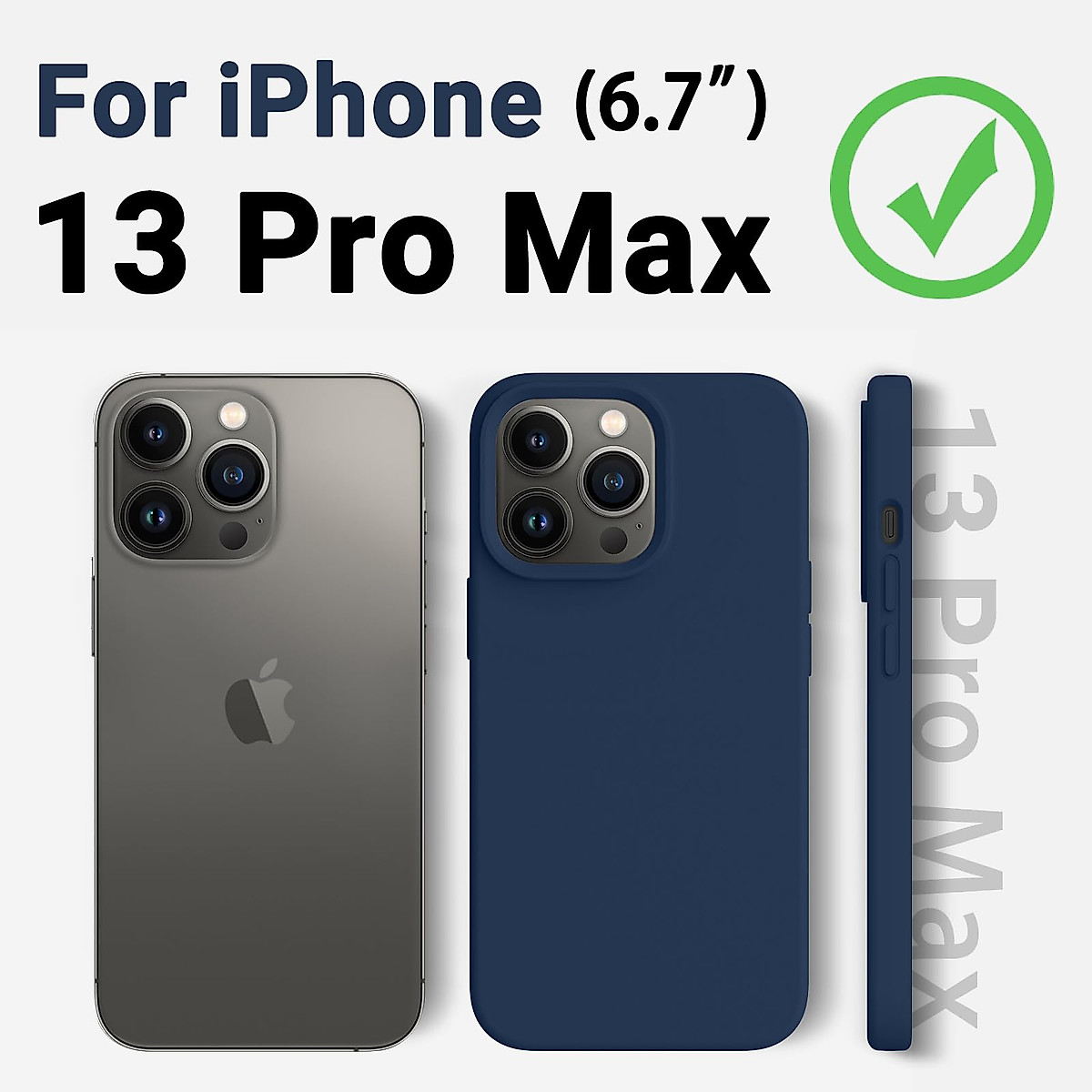 AOTESIER Compatible with iPhone 13 Pro Max 6.7 inch, Silky Touch Premium Soft Liquid Silicone Rubber Anti-Fingerprint Full-Body Protective Flexible Bumper Case, Navy Blue