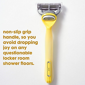 joy razor, handle + 2 razor blade refills (Yellow)