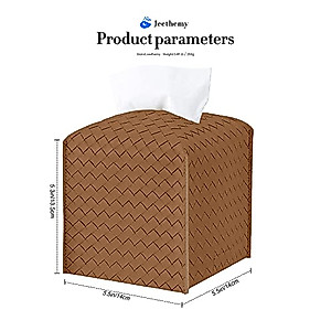 Tissue Box Cover, Jeethemy, Square Tissue Box Holder for Black PU Leather with Braided Pattern, Portable and Foldable, Can Be Used Both at Home and Outdoors,Single Soft Camel