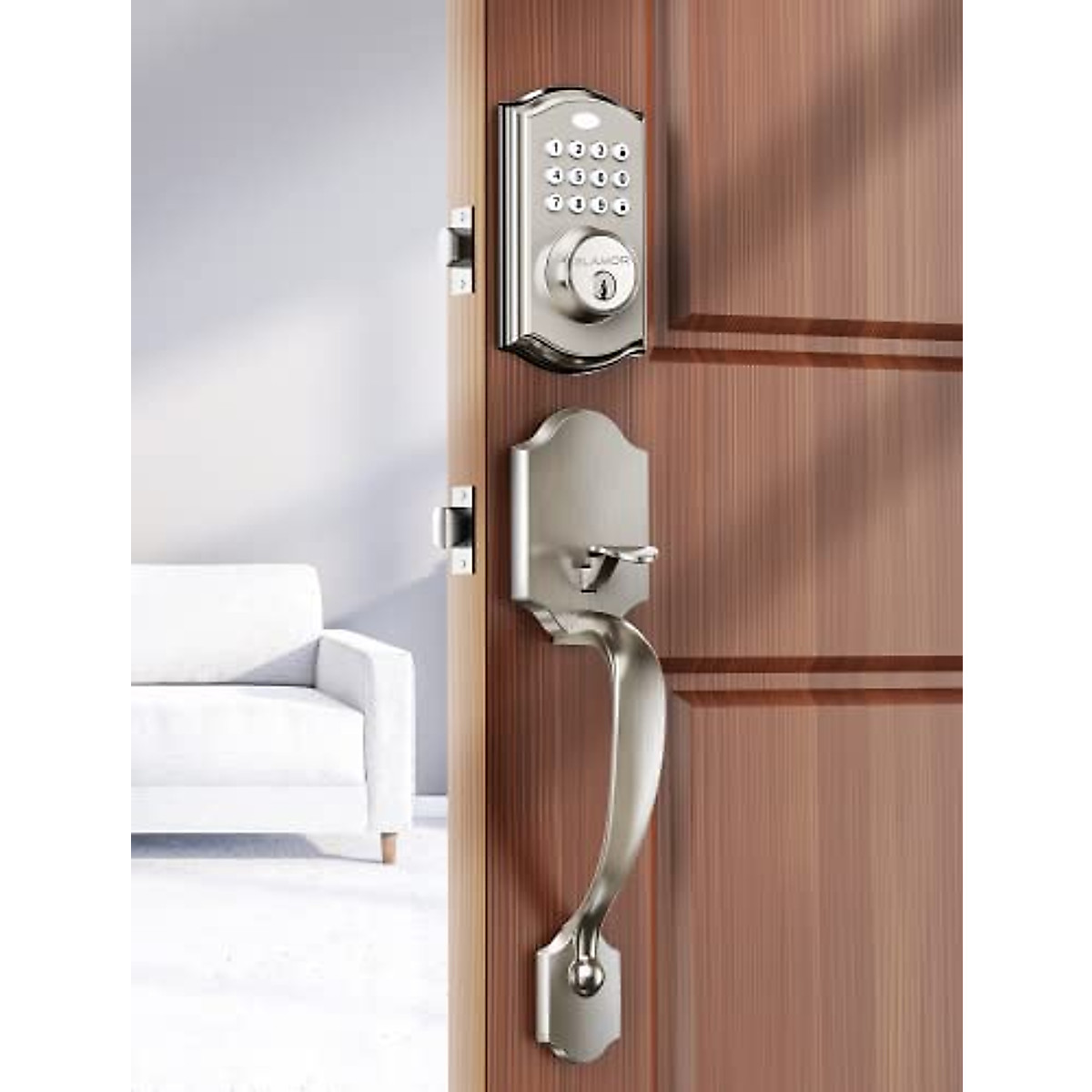 Keyless Entry Door Lock, Electronic Keypad Deadbolt with Handle, Auto Lock Front Door Handle Sets, Easy to Install, 50 User Codes, Security Waterproof Smart Locks for Front Door, Home/Hotel Use