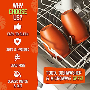 CANTAREY - 12oz Clay Cups for Tequila, Margaritas, Mojitos and More, Cantaritos de Barro Mexicanos, Natural Clay Margarita Glasses, Taco Tuesday Tazas de Barro, Set of 2