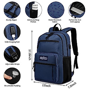 Backpack for Men and Women, Backpack for School Teen Boys and Girls, Lightweight Casual Black Backpack with USB Charging Port for Men and Women Traveling, Daily-use Bookbag Fits 15.6 Inch Laptop