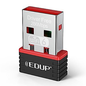 802.11ax Nano USB WiFi 6 Adapter for PC, EDUP 2.4G 300Mbps Wireless Mini USB WiFi-Adapter for Laptop Desktop PC, Travel Size Driver-Free USB WiFi Dongle, Support Windows 11/10/7
