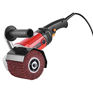 VEVOR Burnishing Polishing Machine, 1200W 6 Variable Speed Surface Conditioning Tool, Handheld Electric Metal Burnishing Machine with 4 Fiber Polishing Wheels for Stainless Steel, Non-Ferrous Metals