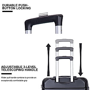 Travelhouse Hardshell Luggage 3 Piece Set Suitcase PP Hardshell with Spinner Wheels and TSA Lock 20in 24in 28in Women Business and student suitcase Set(Black)