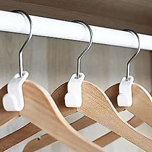ZRM&E 20pcs Multi-Function Wardrobe Space-Saving Stack Hanger Hooks Clothes Hanger Linking Hooks Connect Hooks for Bedroom, White