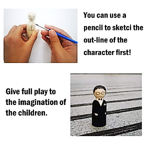 56 PCS Unfinished Natural Wooden Peg Dolls,Little Wooden peg People for Painted or Craft