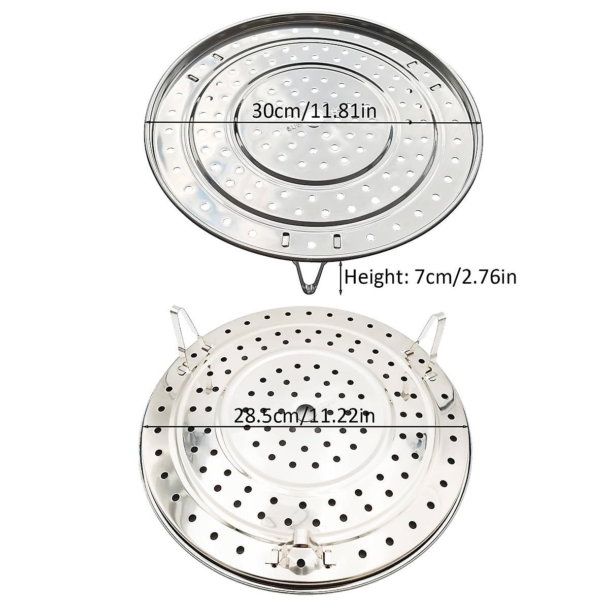 Steamer Rack, 11.81" / 30cm 304 Stainless Steel Removable Legs Multifunction Steaming Stand Holder Rack for Steamer Pot Pans