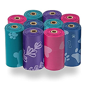 Best Pet Supplies Dog Poop Bags for Waste Refuse Cleanup, Doggy Roll Replacements for Outdoor Puppy Walking and Travel, Leak Proof and Tear Resistant, Thick Plastic - Assorted Colors, 150 Bags