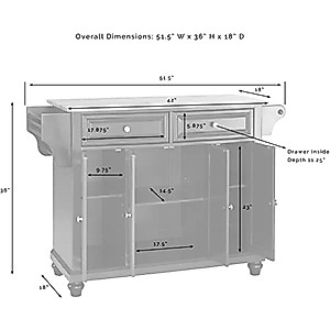 Crosley Furniture Cambridge Kitchen Island with Natural Wood Top - White