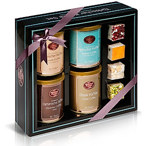 Palanci | Turkish coffee set of 4 | Premium mocha | 400 gr. | Gift set with nougat | ground coffee | 4 varieties Türk kahvesi, Dibek kahvesi, Ege and Osmanli kahvesi | mocha coffee | like espresso