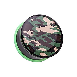 Covet Jewelry Camouflage Single Flared Ear Gauge Plug (7/8" (22mm))