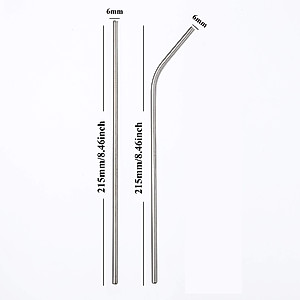 Sunwinc Reusable Metal Straws in Bulk 100 Pieces,8.5'' x 6mm Stainless Steel Straws for 20oz 30oz Tumbler Yeti Cup,Curved Bent Metal Drinking Straws Bulk For Wholesale (100pcs All Bent -8.5" Silver)