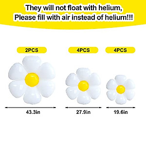Cadeya 10 Pcs Daisy Balloons, Huge White Flower Aluminum Foil Balloons for Birthday, Baby Shower, Wedding, Daisy Party Decorations Supplies