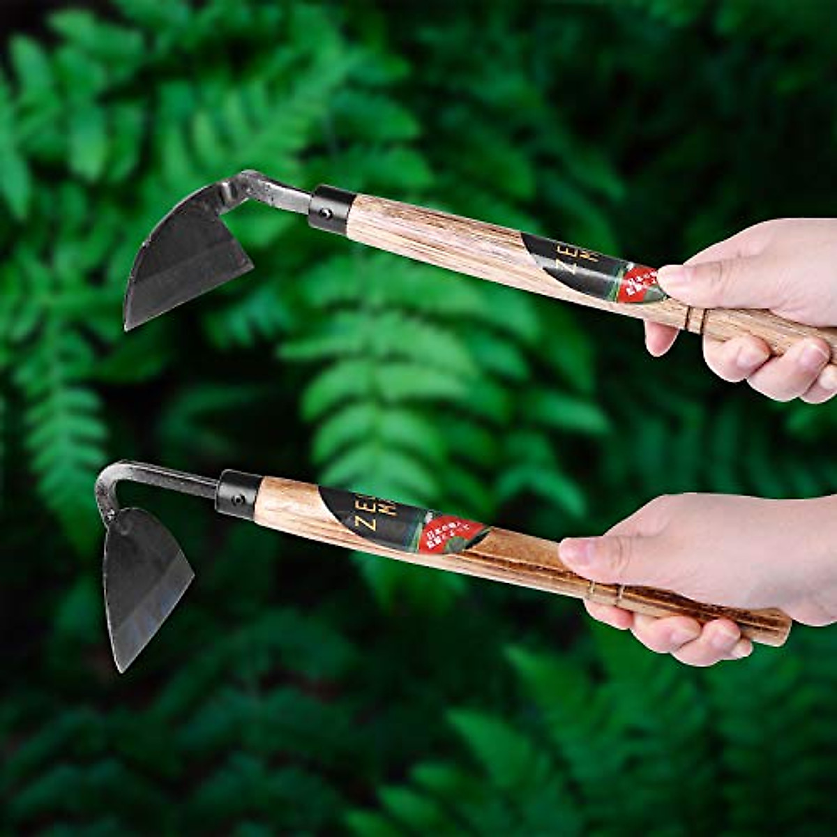 ZELARMAN Japanese-Style Weeding Sickle/Hand Hoe, Sickle Garden Hand Weeder Tool with All Steel Blade for Cutting Grass, Digging, Soil loosening