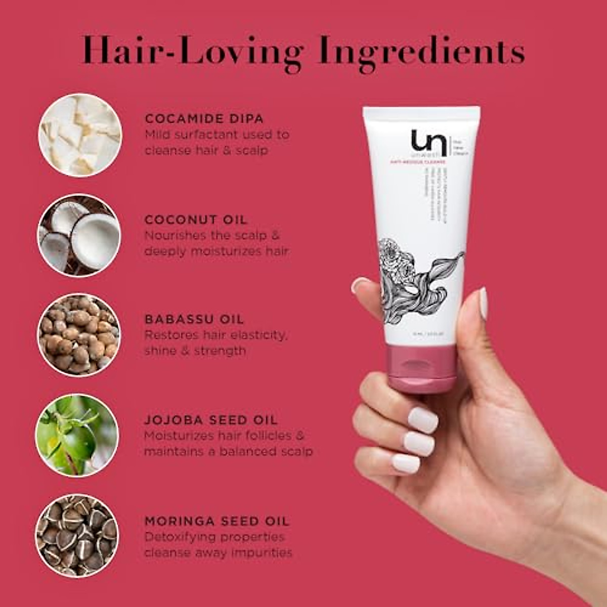 unwash Anti Residue Hair Cleanser: Gentle pH Balanced Clarifying Shampoo, Removes Build-up, Moisture Balancing, Hair Detox, 2.5 Fl oz (1 Pack)