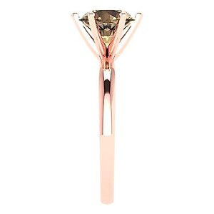 Clara Pucci 2.0ct Round Cut Solitaire Champagne Simulated Diamond 6 Prong Engagement Bridal Anniversary Ring in 18K rose Gold 3.5
