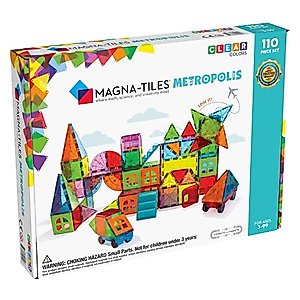 Magna-Tiles Metropolis Set, The Original Magnetic Building Tiles For Creative Open-Ended Play, Educational Toys For Children Ages 3 Years + (110 Pieces)2, Multi-color,17.5 x 3 x 14 inches