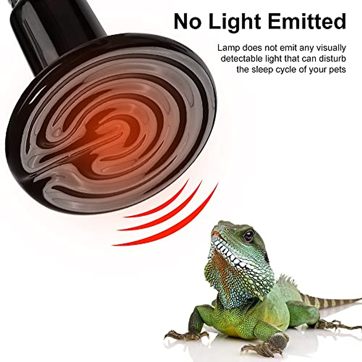 HOSITARK Terrarium Heat Lamp for Reptile, Reptile Heat Light for Bearded Dragon, 75W Ceramic Heater Emitter for Chameleon, Chicks, 2 Pack