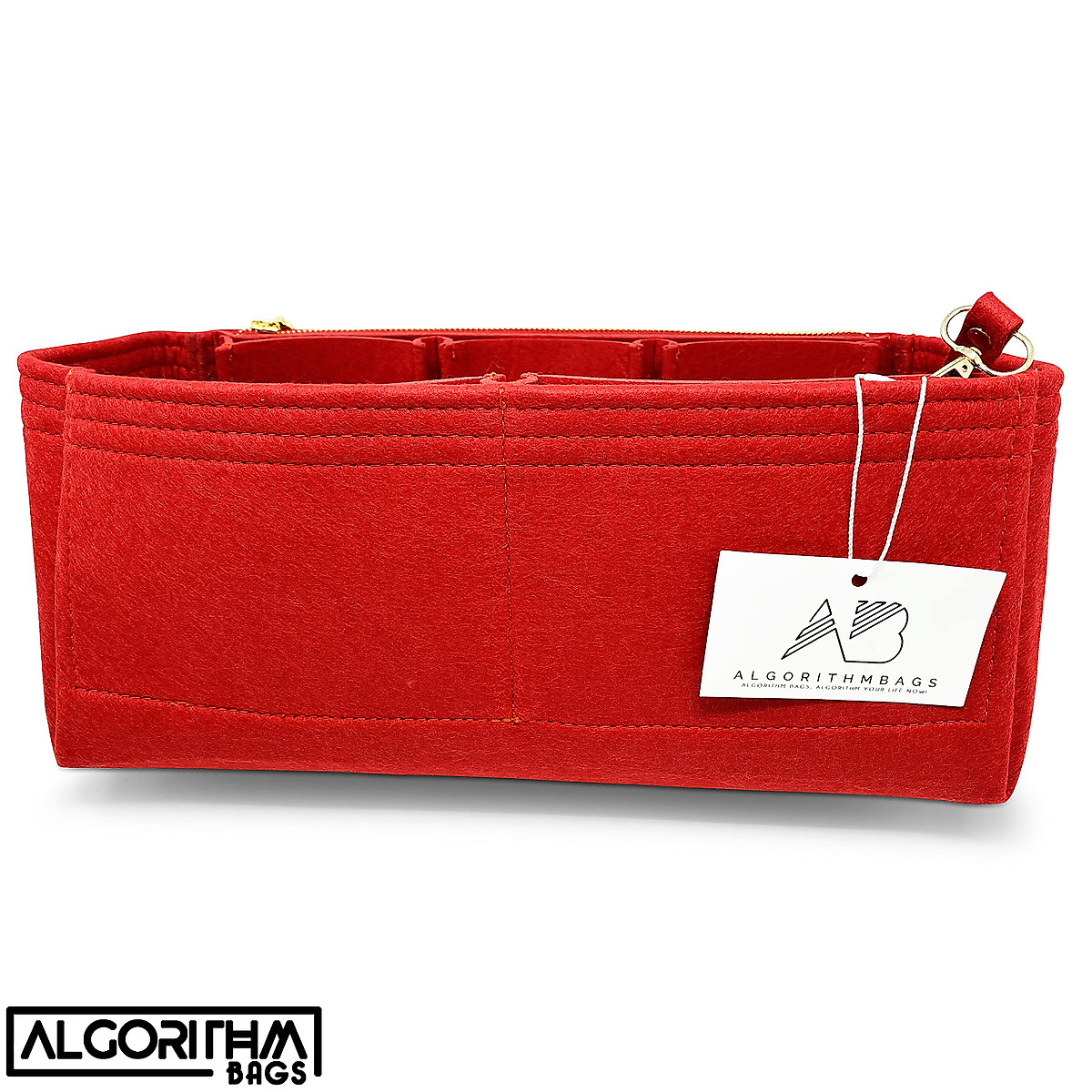 AlgorithmBags designed for Louis Vuitton LV Graceful, Purse Organizer Insert with zippers, 3mm Felt Shaper Liner Divider Protector (Red, PM)