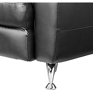 Cortesi Home Boston Leather Sectional Sofa with Left Chaise Lounge, Black