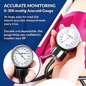 Dixie EMS Deluxe Aneroid Sphygmomanometer Blood Pressure D-Ring Cuff - Pink