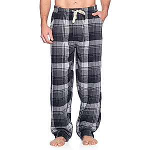 Ashford & Brooks Mens Super Soft Flannel Plaid Pajama Sleep Pants - Grey Plaid - Large