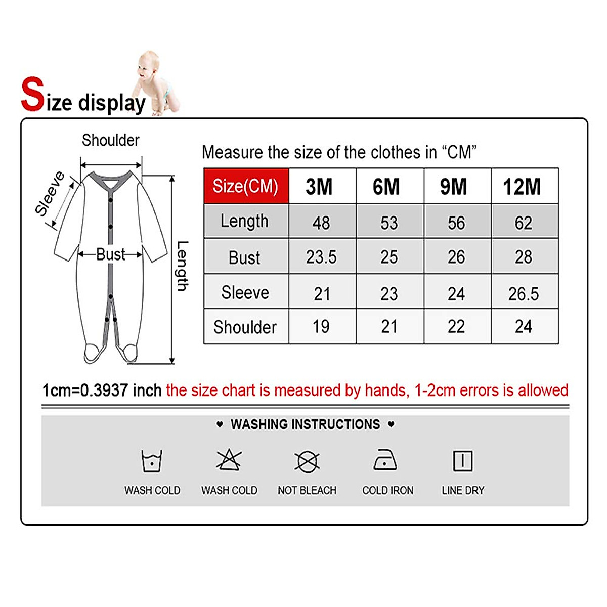 Newborn Baby Boy Girl Cotton Bodysuit Long Sleeve Jumpsuit 3-Pack Outfits Clothes Long Sleeve Baby Bodysuit