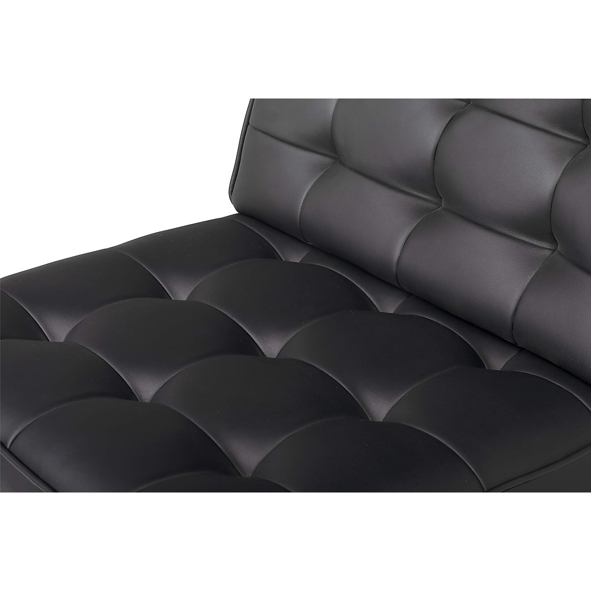Studio Designs Home Ashlar Slipper, Accent Chair in Black Bonded Leather and Chrome Metal