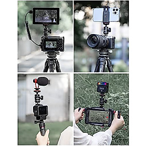 Mini Ball Head, ULANZI H28 Panoramic Tripod Head + Dual Hot Shoe Mount DSLR Camera Mount Adapter Photograph Attachment Accessories for Gopro Cam Camcorder Smartphone Light Microphone Loading 5.5lb