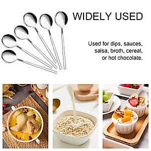 VANRA Soup Spoons Long Handle for Eating 8.5 inch Korean Soup Spoons Set of 6 Silverware 18/8 Stainless Steel Round Spoons for Soup Cutlery set