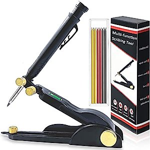 Scribing Tool, Multi-function Scriber tool, Aluminum Alloy Scriber Marking Tool with Deep Hole Construction Carpenter Pencil, DIY Woodworking Scriber Line Maker Measuring Tool