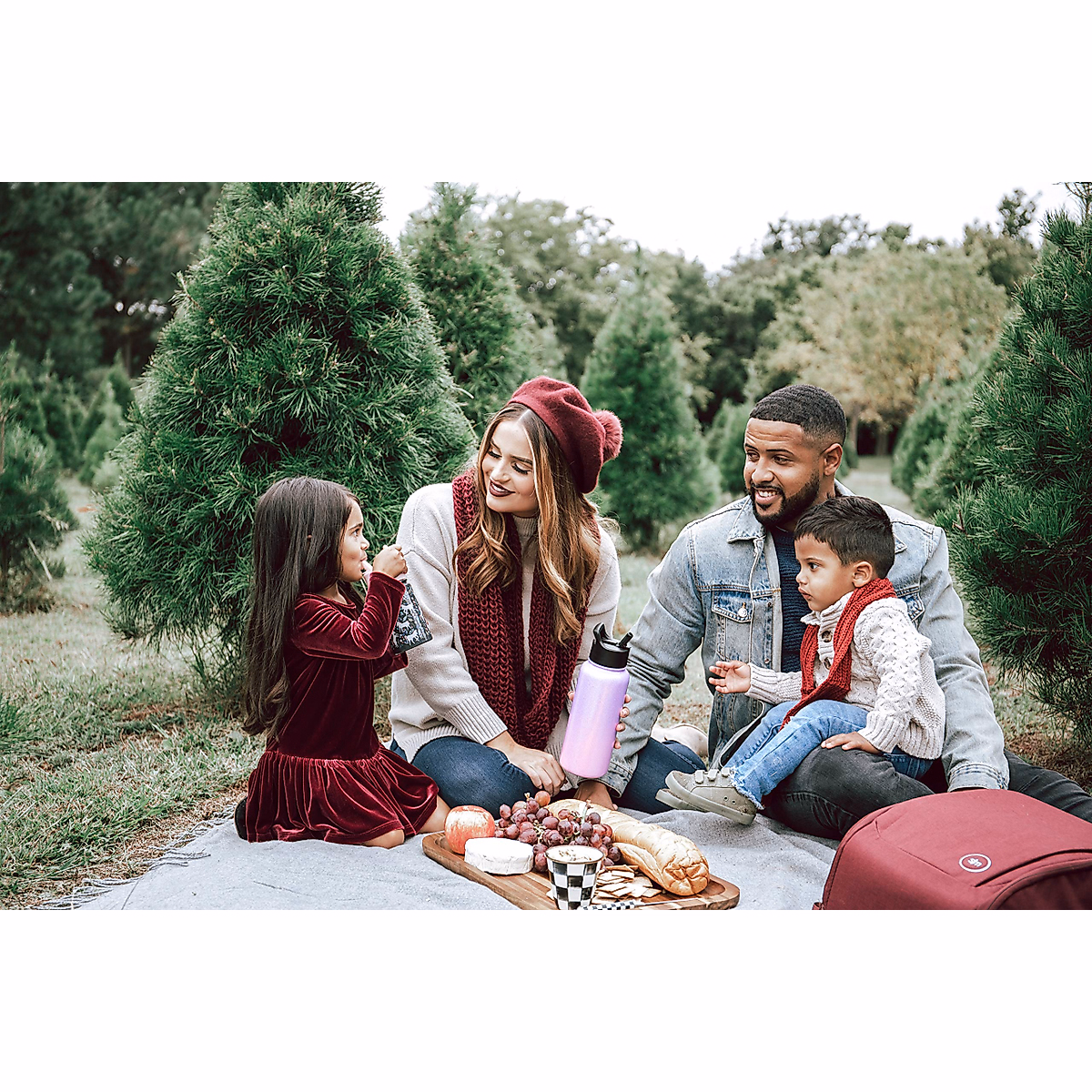 Simple Modern Insulated Water Bottle with 3 Lid Options-Straw, Flip, Chug, Handle Reusable Wide Mouth Stainless Steel Flask Thermos Sport, 4 Piece Set, Pattern: Ocean Geode