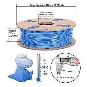 TRONXY PLA 3D Printer Filament 1.75mm Color Changing Filament with Temperature Blue to White Color Change PLA 1KG Spool Cardboard