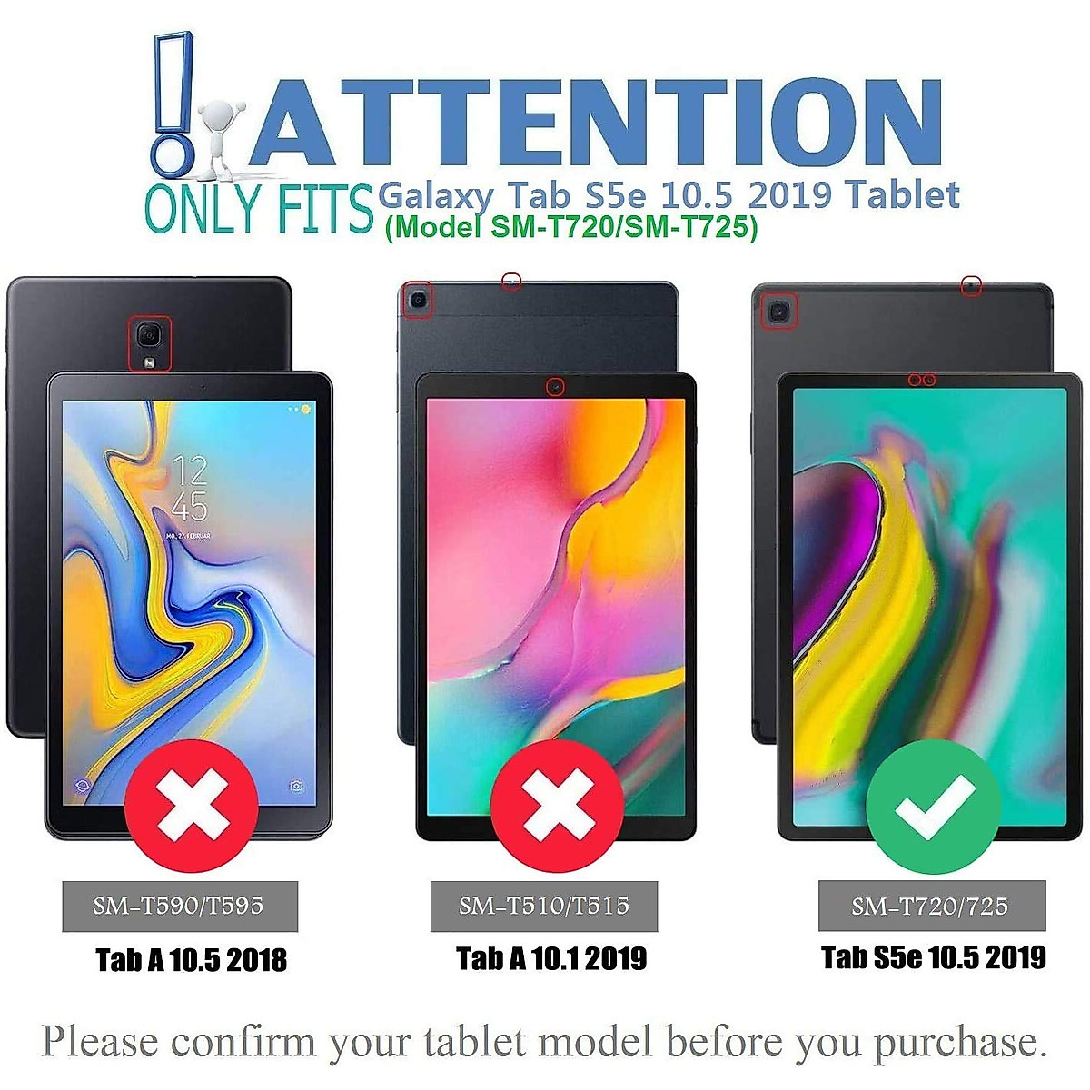 REAL-EAGLE Galaxy Tab S5e 2019 Backlit Keyboard Case SM-T720 SM-T725 SM-T727, 7 Color Backlights Detachable Wireless Keyboard Protective Case Cover for Samsung Galaxy Tab S5e 10.5 Inch 2019, Black