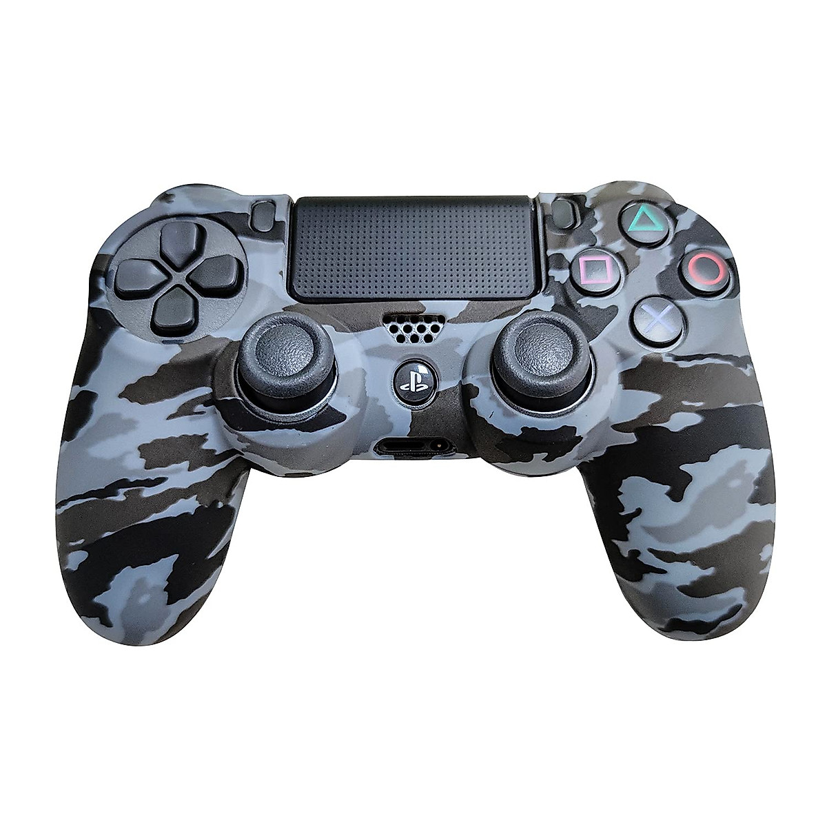 PS4 Controller Skin Shell Anti-Slip Silicone Gaming Grip Cover Protector Case for Sony Playstation 4 Slim PS4 Pro Gamepad Controller Skins with 10 Thumb Grips (Graffiti Grey)