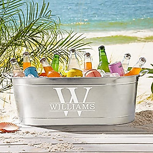 Let's Make Memories Personalized Beverage Tub - Custom Beverage Tub - Customize with Name & Initial - Galvanized Drink Tub - 20 ¾”L x 11 ¾”W x 7” H - 5.5 Gallons