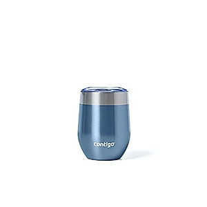 Contigo River North Stainless Steel Wine Tumbler with Spill-Proof Lid, Leak-Proof 12oz Reusable Wine Glass, Dishwasher Safe & Keeps Drinks Hot or Cold for Hours, 2-Pack Dark Ice & Sunbeam Gold