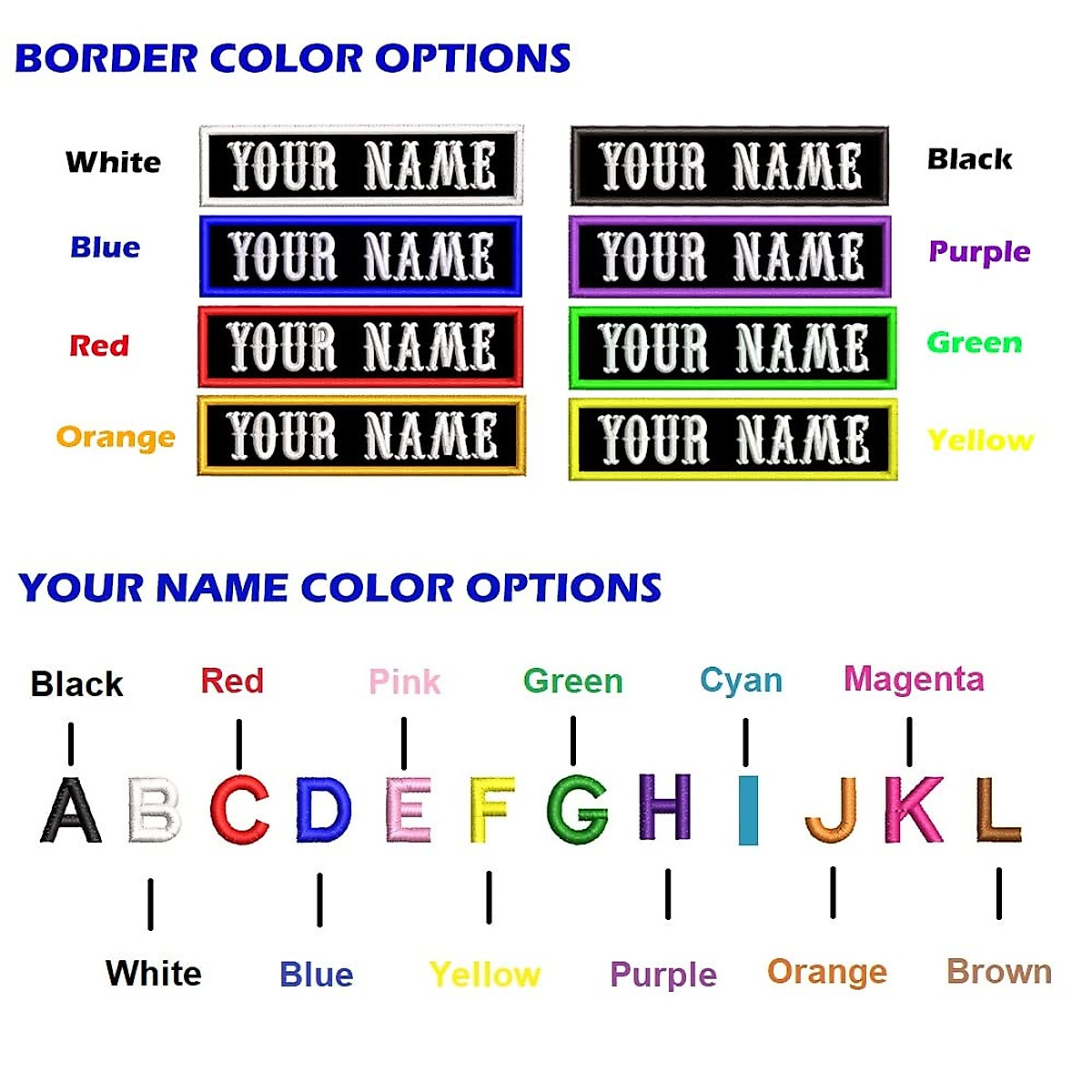 AI-NEEL 2 Pcs Custom Name Patch, Personalized Rocker Rider Motorcycle Biker Patches Tactical Vest Jacket Appliqued Velcro or Iron on Black One Size