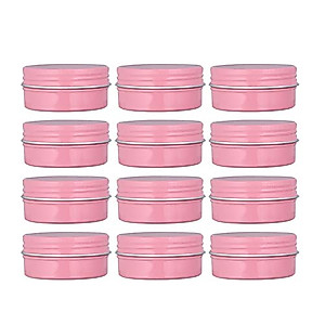 FALOME 12Pcs Aluminum Tin Jar Refillable Containers Cosmetic Small Tin Round Tin Container Bottle for Candle Lip Balm 50ml