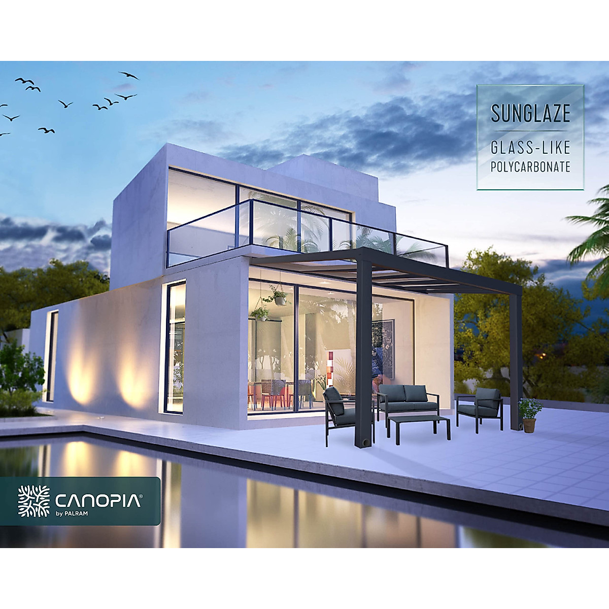 Palram - Canopia Stockholm Patio Cover 11’ x 12’ Gray/Gray Outdoor Canopy Awning for Patio, Waterproof Canopy, Patio Awning, Outside Canopy for Backyard, Outdoor Gazebo with 100% UV Protection