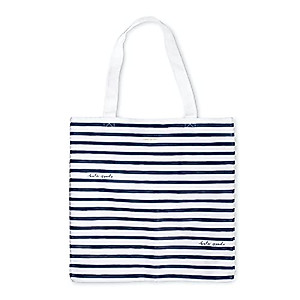Kate Spade New York Canvas Tote Bag for Women, Cute Tote Bag for Teacher, Canvas Beach Bag, Book Tote with Pocket, Navy Painted Stripe