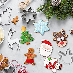 Christmas Cookie Cutters, 6 Pcs Holiday Cookie Cutters Christmas Shapes - Gingerbread Man, Snowflake, Snowman, Christmas Tree, Reindeer, Santa Face for Cookie Baking