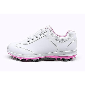 Ybberik Ladies' Anti-Skid Waterproof Golf Shoes with Spikes for Women White