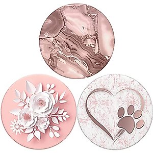 Universal Cell Phone Stand and Tablet Holder (3 Pack) - Heart Rose Gold Marble Flower White Pink