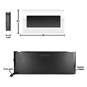 36-Inch Wall Mounted Electric Fireplace - 10-Color LED Flame and 3 Media Backgrounds with Adjustable Brightness and Remote by Northwest (White)